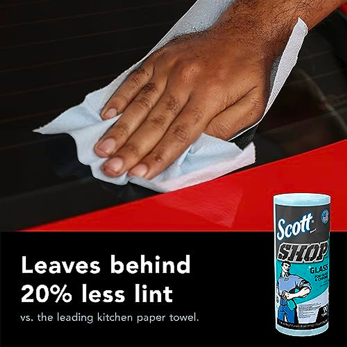 Scott® Shop Towels Glass™ (32896), Blue Shop Towels Glass, Mirrors and Chrome, Perforated Towels/Roll, 12 Rolls, 1,080 Towels/Case