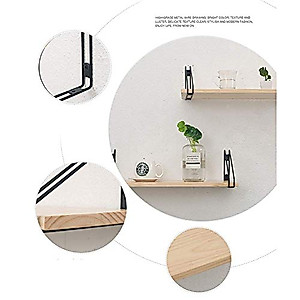 PIBM Stylish Simplicity Shelf Wall Mounted Floating Rack Shelves Solid Wood Metal Bracket Bookshelf Simple Modern Living Room Clothing Store Coffee Shop,5 Sizes, a ,