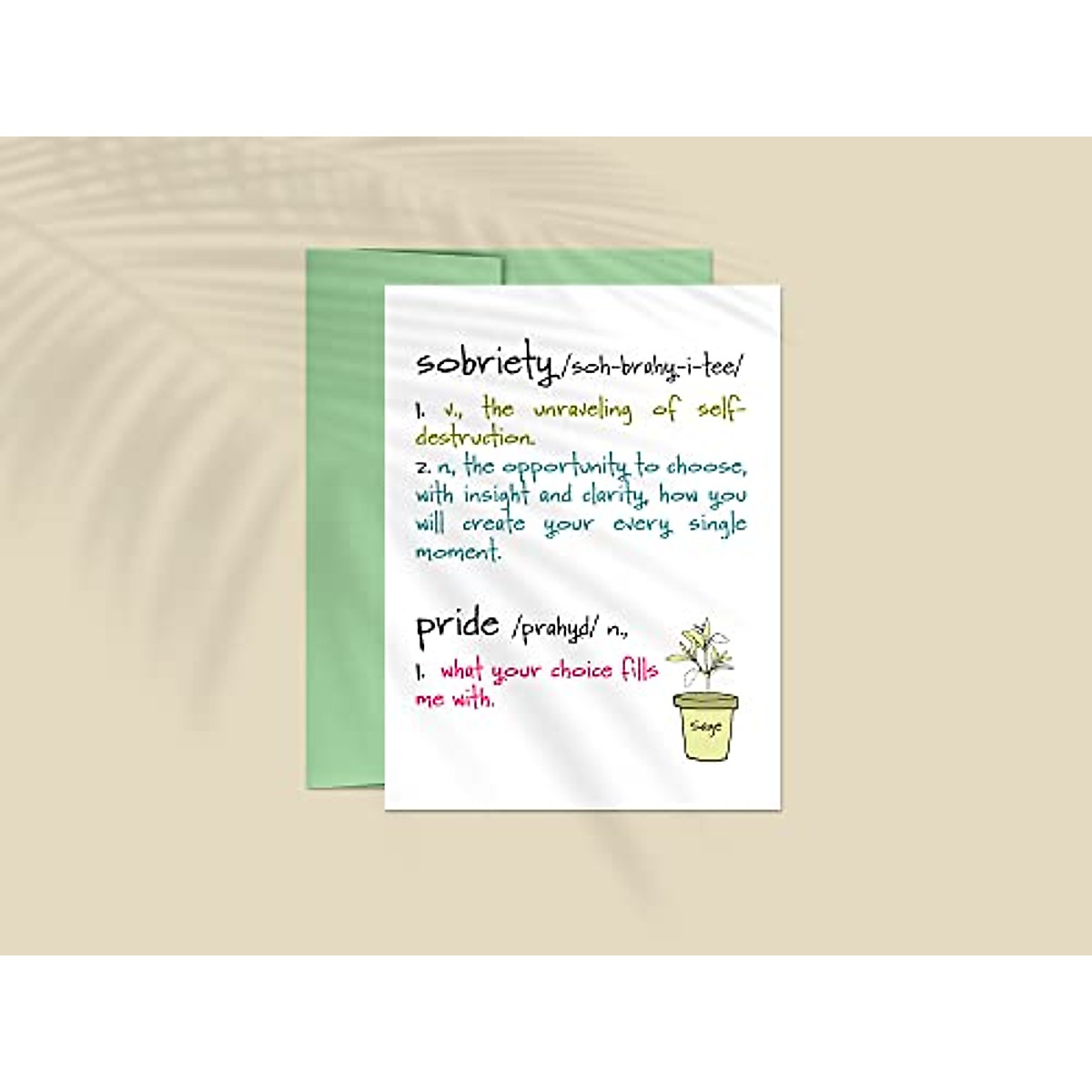 Recovery Cards - Sobriety Greeting Card - Sober Anniversary Cards - Motivation Cards for AA Recovery - Sober Cards - Alcoholic Recovery - Card and Envelope Set - Blank inside