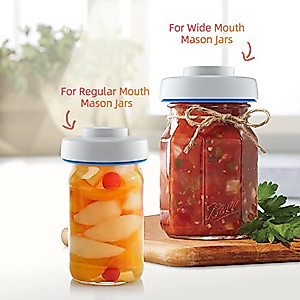 Mason Jar Vacuum Sealer, Vacuum Sealer for Jars with Accessory Hose Compatible with FoodSaver Vacuum Sealer, Wide-Mouth & Regular-Mouth Mason Jar with Manual Portable Vacuum Pump and Lid Opener
