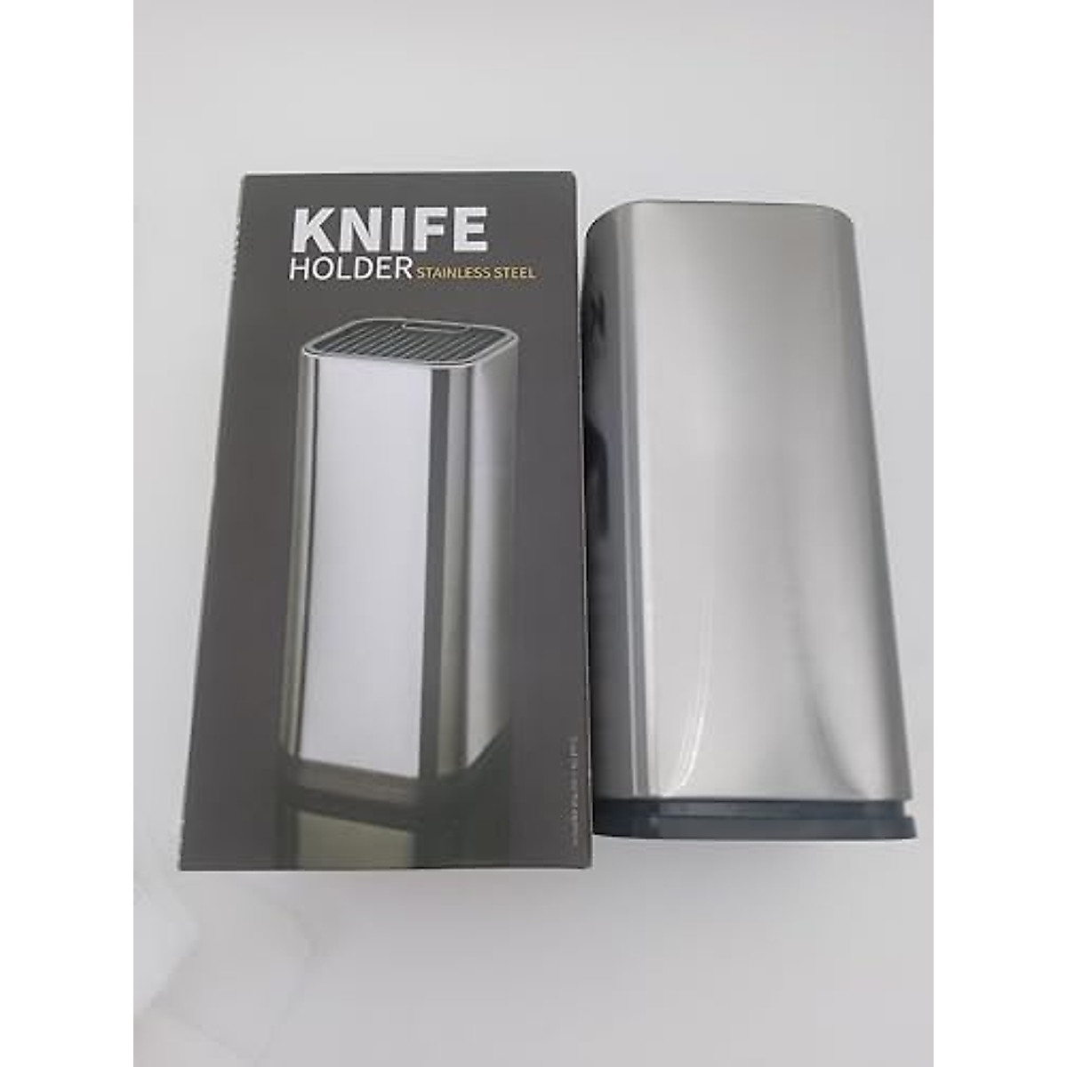 BOWONG Universal Knife Block, Stainless Steel Knife Holder Stand with Slots for Scissors and Sharpening Rod, Rectangular Knife Storage Stand Safe and Detachable for Easy Cleaning