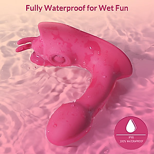 Dual-Action G Spot Vibrator - Boefous Bonnie, Clitoralis Stimulator with Flapping & Vibrating Motion, Remote Control, Butterfly Wearable Vibrator, Adult Sex Toys for Women Pleasure, Rose Red