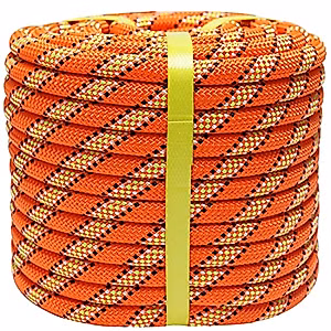 CRAYZA Double Braided Polyester Rope (1/2 in x 50 ft) Strong Arborist Rigging Rope 48 Strands for Tree Work Swing Pulling Sailing, Orange