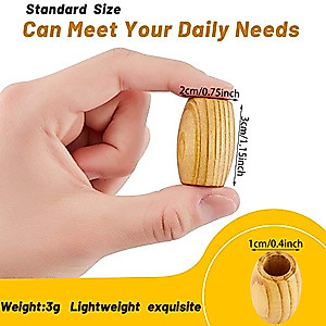 60 Pieces Large Wooden Spacer Beads Wooden Macrame Beads Oval Loose Wood Beads Natural Tube Beads with 10 mm Large Hole for Handmade Jewelry DIY Craft Making, 30 x 20 mm (Wood Color)