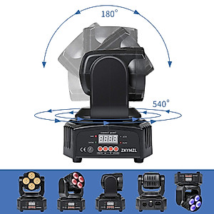 ZKYMZL RGBWA/UV 6 in 1 LED Light Mini 50W Wash Rotating Light Moving Head Stage Effect Light with DMX for Disco KTV Club Party.