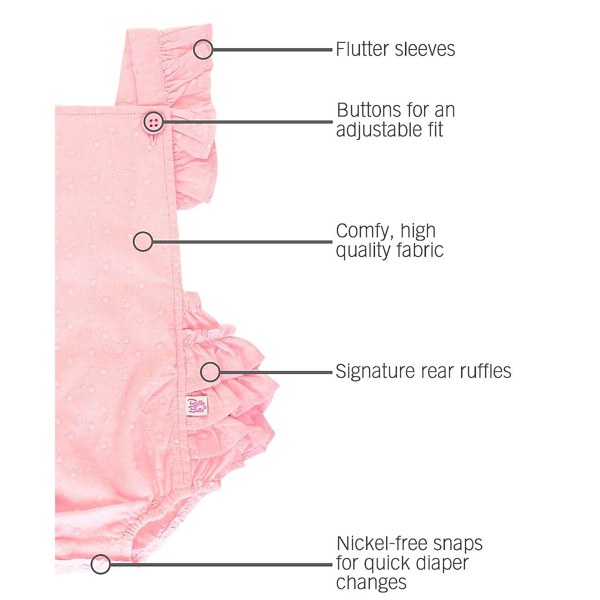 Pink Swiss Dot Flutter Overall Romper - 6-12m