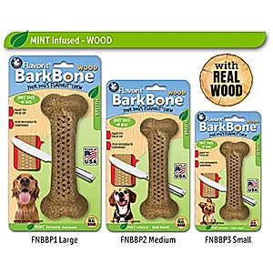 Pet Qwerks Flavorit Wood BarkBone - Fillable Dog Bone for Moderate Chewers - Mint Flavor - 6.75"