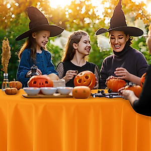 YIDAKO 12Pack 84 Inch Round Halloween Tablecloths Bulk Plastic Round Black Purple Orange Table Cloths Disposable Round Table Covers for Halloween Witch Vampire Party Fall Autumn Party Decorations