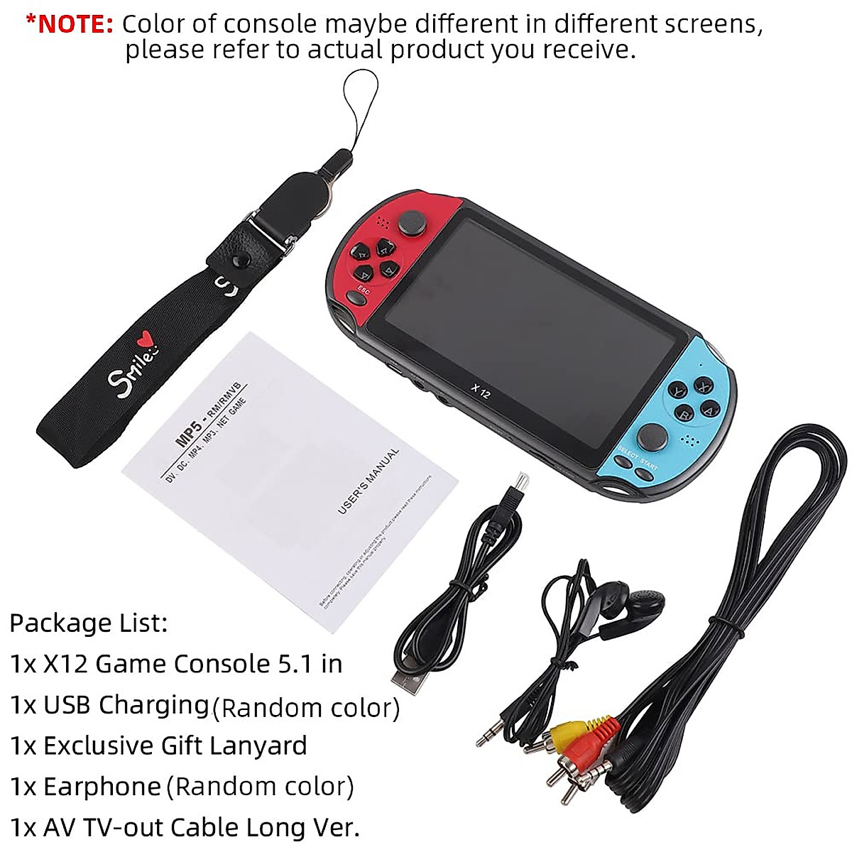 Handheld Game Console 5.1 inch Pro Retro Games Consoles Built-in Classic Games Rechargeable Battery Portable Style Game Consoles X12