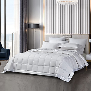 Beautyrest Tencel and Cotton Luxurious Light Warmth White Down Blanket with Silky Flange Binding, 650 Fill Power