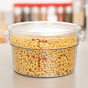 Cambro RFSCW2135 Camwear 2-Quart Clear Round Food Storage Container with Cambro RFSCWC2135 Clear Round Lid