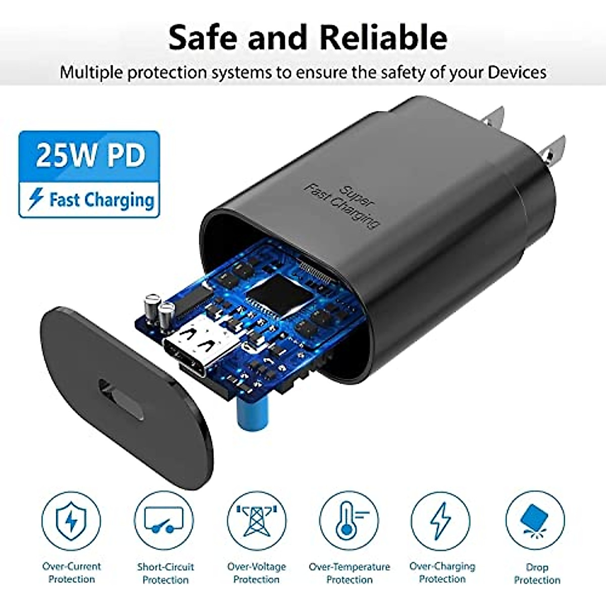 Super Fast Charger Type C,2Pack 25W USB Type C Fast Wall Charger Block with 10FT C Charging Cable for Samsung Galaxy S22/S22 Ultra/S22+/S21/S21 Ultra/S21+/S20/S20 Ultra/Note 20 Ultra/Note 10/Z Fold 3