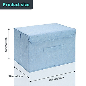 FUDDE foldable fabric storage box[2-Pack] dust-proof storage boxes with flip lid, can store clothes, shelves, books and toys, used in family bedroom closet storage boxes. (L, Blue)