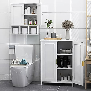 TaoHFE White Bathroom Wall Cabinet and White Bathroom Storage Cabinet Set,Towel Cabinet for Bathroom Floor Cabinet and Bathroom Medicine Cabinet Set