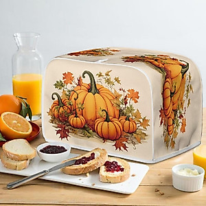 Eheartsgir Maple Leaf Pumpkins Toaster Dust Cover Protector Compatible with 2 Slice Toaster Top Handle Design Heat-Resistant Dust Protection Anti-scratch Home Kitchen Fall Thanksgiving Decor