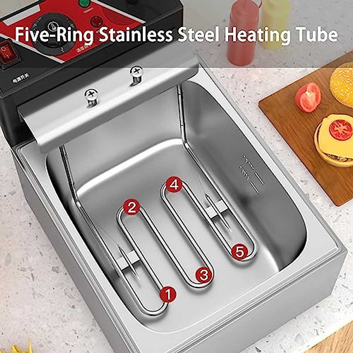 Commercial Deep Fryers, Electric Deep Fryer, Detachable Large Capacity Stainless Steel Electric Oil Fryer with Temperature Control, for Restaurant Home Kitchen (Color : 20L)