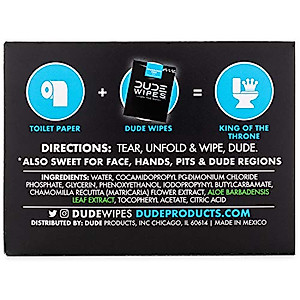 DUDE Wipes On-The-Go Flushable Wet Wipes - 1 Pack, 30 Wipes - Unscented Extra-Large Individually Wrapped Wipes with Vitamin E & Aloe - Septic and Sewer Safe
