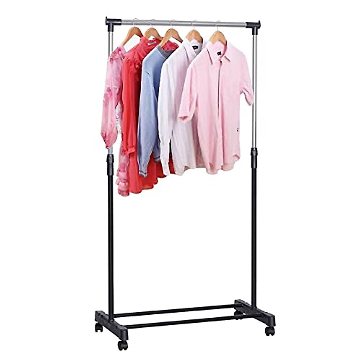 DNYSYSJ Clothes Drying Rack, Hanger Storage Drying Rack Height Adjustable, Composite Tube Telescopic Drying Rack with Brake Roller, Floor-Standing Clothes Airer Dryer Drying Rack