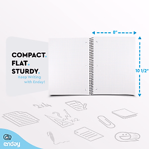 Graph Paper Notebook Quad Ruled Spiral Grid Notebook PACK Of 4 White Paper 100 Sheets Assorted Colors Wire Bound Graphing Books - by Emraw