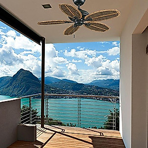 Hampton Bay Palm Beach Ii 48 In. Outdoor Natural Iron Ceiling Fan 191410 by King of Fans