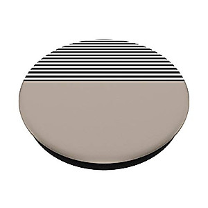 Taupe Minimal White Black Lines Stripes PopSockets PopGrip: Swappable Grip for Phones & Tablets