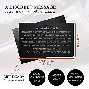 Engraved Wallet Love Note,Metal Wallet Card Gift for Men,Anniversary Gifts for Him,10th Anniversary Gift,Gift for Wife,Boyfriend Gift,Anniversary Cards for Husband,Birthday Gifts for Men