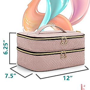 BAFASO Nail Polish Organizer Holds 40 Bottles (15ml - 0.5 fl.oz), Nail Polish Case with Manicure Tools Storage Sections (Patented Design), Pale Rose