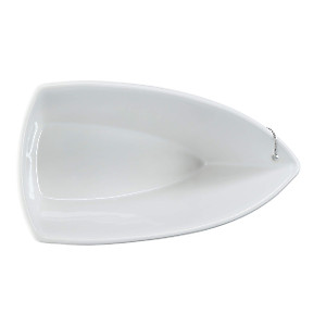 Pavilion - Life Is Great At The Lake - 12 Oz Stoneware Boat Dish Server With Wooden Oar Scoop,Blue