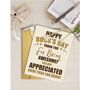 Jumbo Happy Boss’s Day Card for Boss Manager, Big Boss Thank You Card, Funny Oversize Appreciation Card from Team, Thank You for Being Awesome