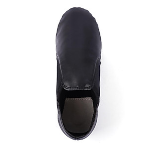 Linodes PU Leather Jazz Shoe Slip On Dance Shoes for Girls and Boys (Toddler/Little Kid/Big Kid)-Black-1.5M-Little Kid