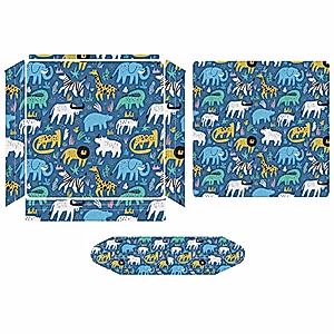 African Animals Funny Sticker Skin Protector Full Print Slim Decal Covers for PS-4 Slim/PS-4 Pro Console & 2 Controller