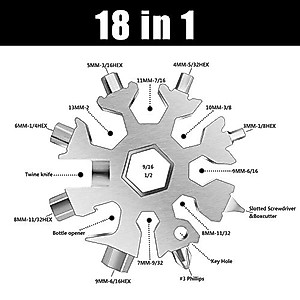 18 in 1 Snowflake Multi Tool, Stocking Stuffers for Men, Christmas Gifts for Dad Husband Boyfriend, Birthday Gift Ideas for Men, Stainless Steel Tool Wrench, Screwdriver Kit with Premium Keychain¡­