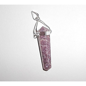 Sublime Gifts Premium Lepidolite Crystal Healing Cut Gemstone Point Pendant with Decorative Swinging Silver Metal Bail