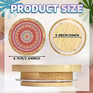 12 Pcs Oui Yogurt Jar Lids Reusable Bamboo Mandala Pattern Wooden Lids with Silicone Sealing Rings Large Mouth Storage Lids Compatible Suitable for Oui Yogurt Jars, Spice Cookie Jars, Coffee Bean