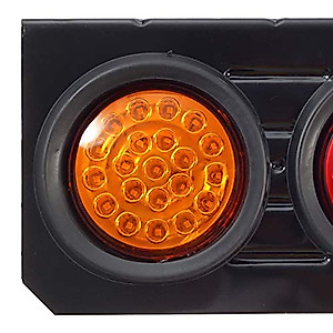 Partsam 63 LED Truck Trailer Tail Lights Bar Kit, Stop Turn Signal Brake Reverse Taillight with Iron Bracket Base Waterproof 12V-30V 4 Inch Round Led Trailer Tail Lights RV Camper Flatbed Trucks(2pcs)