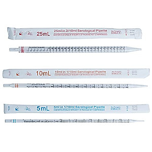 SciStar 10mL Disposable Polystyrene Serological Pipettes, Individually Wrapped, Sterile, Standard Length, Laboratory Grade (Case of 200)