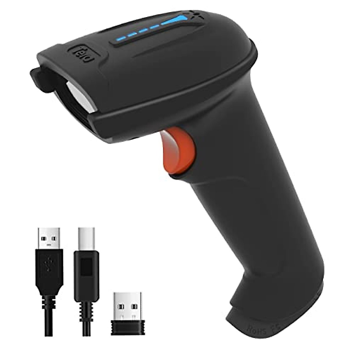 Tera Barcode Scanner Wireless and Wired with Battery Level Indicator 1D 2D QR Digital Printed Bar Code Reader Cordless Handheld Barcode Scanner Compact Plug and Play Model D5100