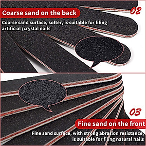 Nail File Emery Board Nail care Double Sided 100 180 Grit Gel Acrylic Dip Black Nail Buffering Files Professional Manicure Pedicure Tools 10Pcs/Pack Nail Files Set for Home and Salon Use