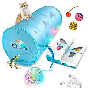 Migipaws Cat Toys, Interactive Cat Toy for Indoor Cats Play Moving Shadow of Butterfly Feather Project on Cat Tunnel, Cardboard Box Toys, Rechargeable