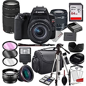 Rebel SL3 DSLR Camera with 18-55mm is STM Zoom Lens & 75-300mm III Lens Bundle + 64GB Memory, Case, Tripod, Filters and More