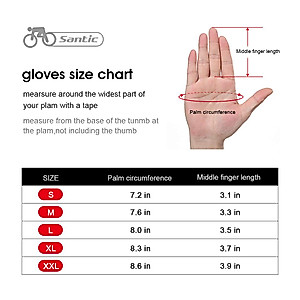 Santic Cycling Gloves Windproof Bike Bicycle Motorcycle Gloves with Gel Pads, Anti-Shock Breathable Mountain Bike Gloves for Men and Women