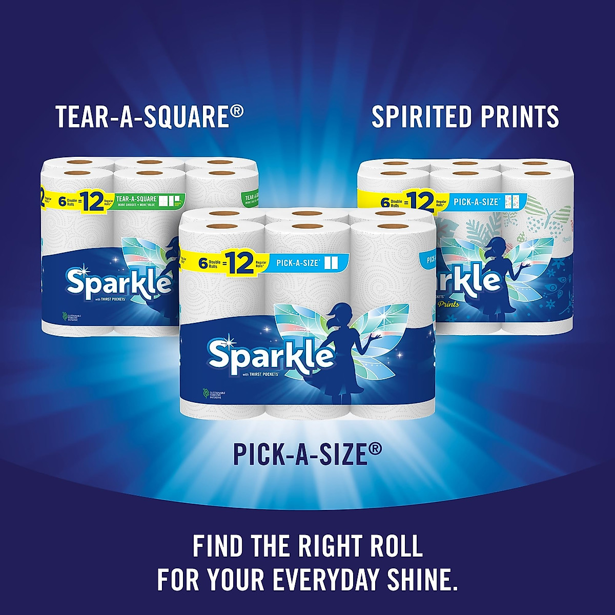Sparkle® Pick-A-Size® Paper Towels, 24 Double Rolls = 48 Regular Rolls
