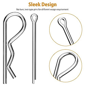VIGRUE 500PCS Cotter Pin Assortment Kit Hitch Pin Zinc Plated R Clip Assortment Kit Fastener for Use on Hitch Pin Lock System