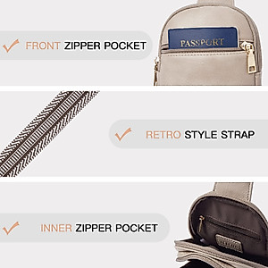 Telena Small Sling Bag for Women Vegan Leather Fashionable Fanny Pack Crossbody Bags for Women Chest Bag for Travel Cloud Grey