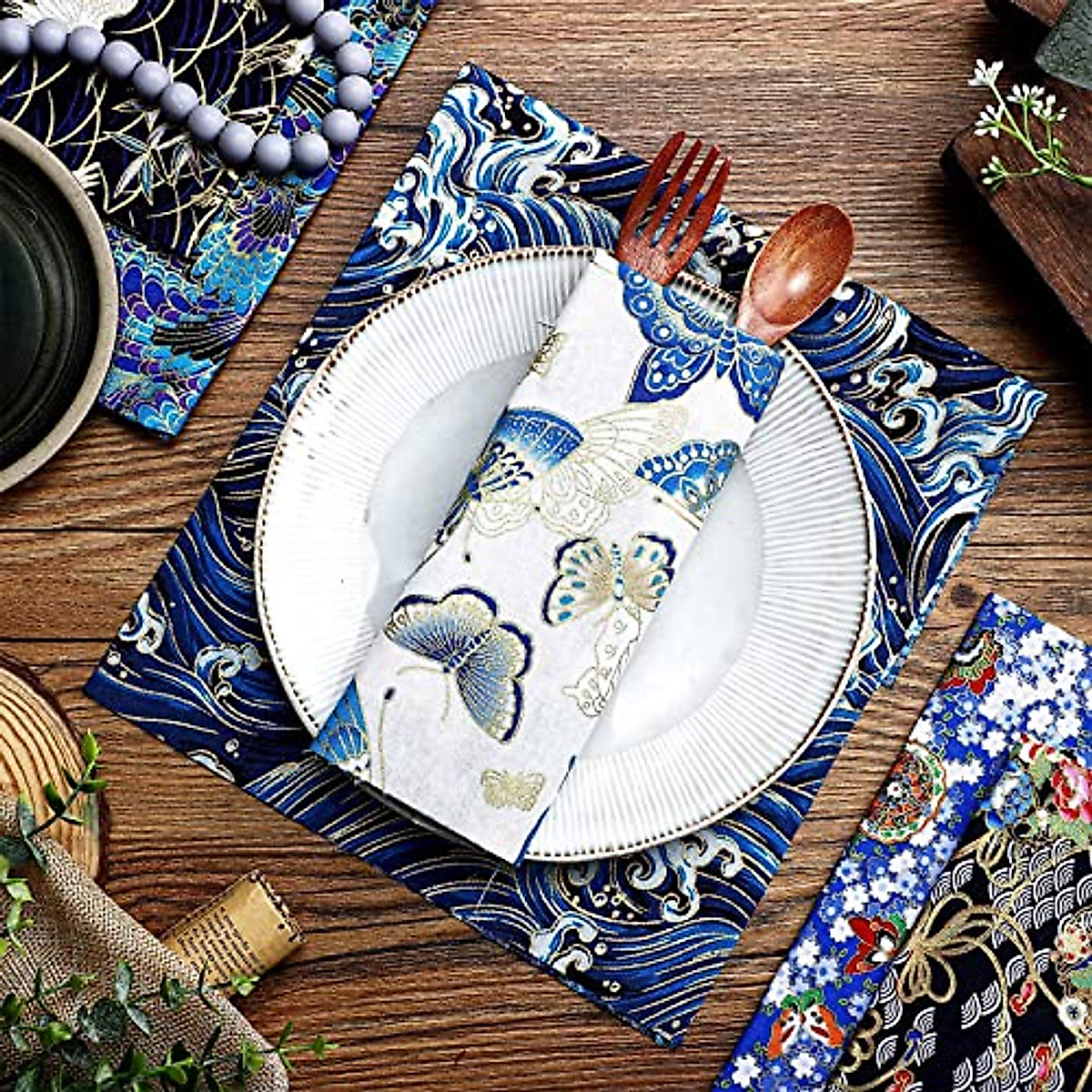 6 Pcs 20'' x 16'' Japanese Fat Quarters Quilting Fabric Bundles Japanese Printed Furoshiki Wrapping Cloth Squares Quilting Patchwork Fabric Colored Cotton Wrap DIY Scrapbook Craft (Bright Style)