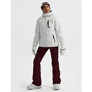 GEMYSE Women's Ski Snow Jacket Warm Winter Waterproof Coat Snowboard Rain Jacket Hooded Windproof Windbreaker（White,XX-Large）
