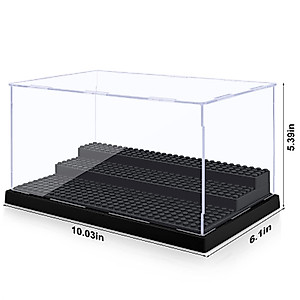 Mlikero 2 Pack Display Case for Minifigures Action Figures Block,Removable Acrylic Minifigure Display Case Box Storage with 3 Movable Steps for Collection Bricks Blocks Toys ,Models Minifigures…