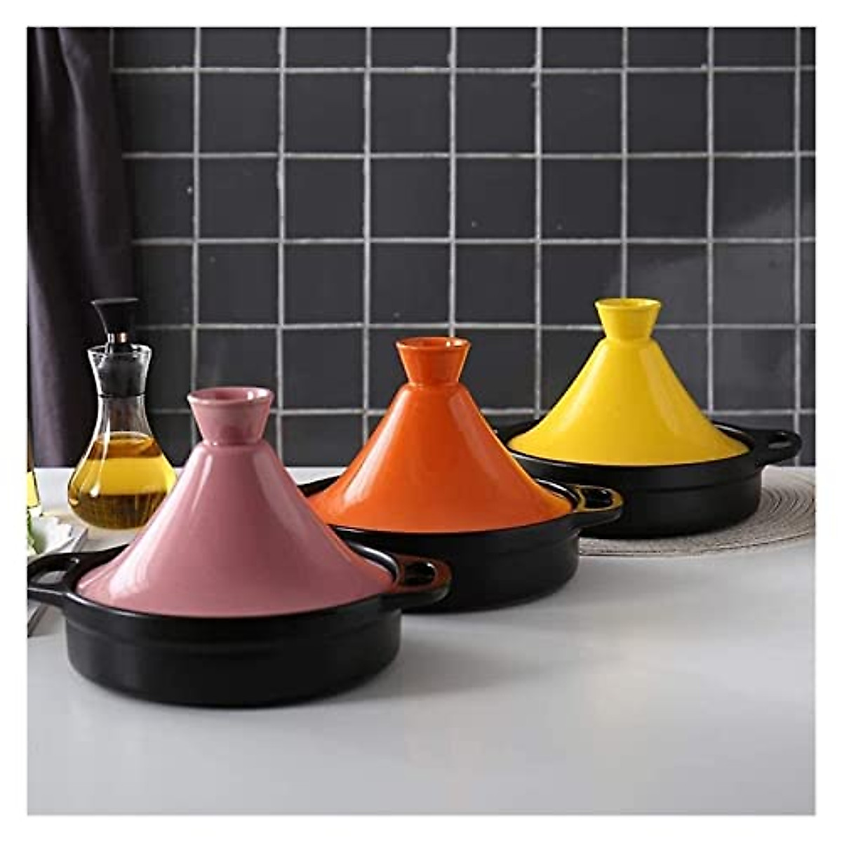 Easy Clean Moroccan Enameled eramic Tagine Pot With 2 Handle And Lid Different Cooking Styles For Home Kitchen 22.5.29