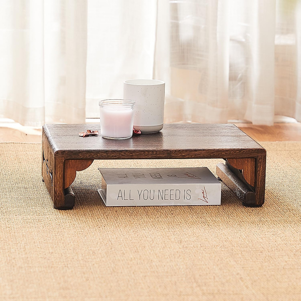 GZQWDC Wood Bed Step Stool,Wide Wooden Stepping Stool for Kids & Adults,Desk Foot Stool,4 inch Step Stool,Low Footrest Step Platform