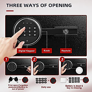 Home Safe Box Fireproof Waterproof With Digital Keypad Key and Fireproof Cash Bag,Money Safe Box Perfect for Home Firearm Jewelry Cash Medicine Documents (0.8 cub)